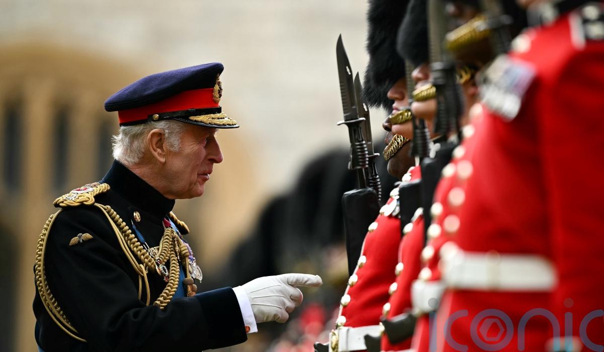 King pays tribute to Irish Guards ahead of Trooping the Colour ...
