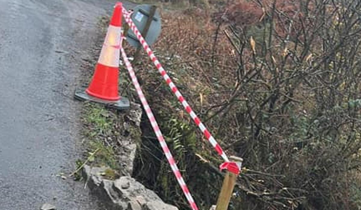 Wall on bridge on road in Slieve Bloom mountains demolished in accident ...