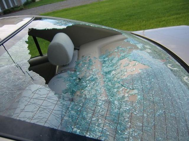 back window car smashed
