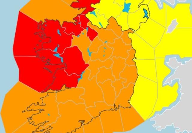 red warning storm darragh