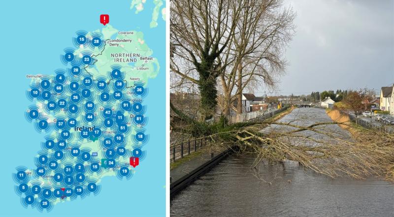 STORM EOWYN: ESB map shows huge extent of power outages as 725,000 premises without power ...